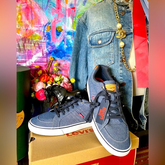 Levi's | Shoes | Handsome New Levis Mens Shoes Blue Denim Boat Deck ...